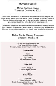 Weekly Calendar - Meher Spiritual Center