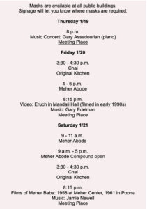 Weekly Calendar - Meher Spiritual Center